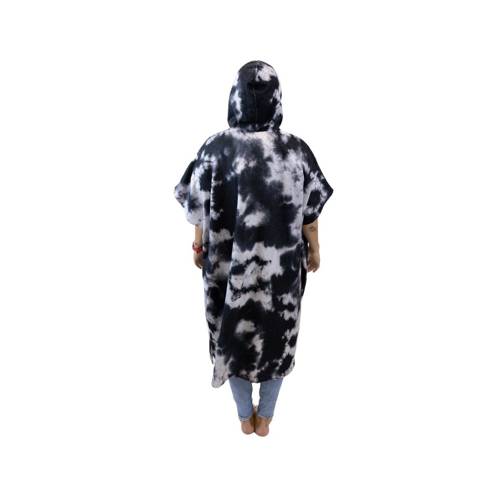 ECS Sublimated Tie Dye Black Poncho - Cantabrian Surf School Ponchos