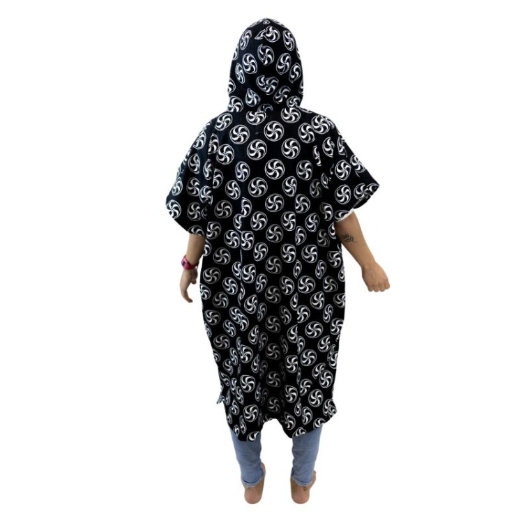 ECS Poncho Sublimated Logos Black - Cantabrian Surf School Ponchos